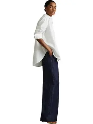 REISS Raymond Double Pleat Wide Leg Jeans - Blue