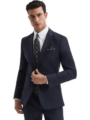 REISS Hope Modern Fit Travel Blazer - Navy