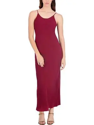 POINT Faux Suede Slip Dress Cabernet