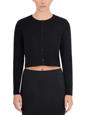POINT Point Cropped Crewneck Cardigan Black