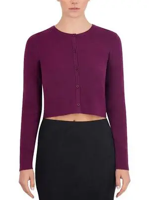 POINT Cropped Crewneck Cardigan - Cabernet