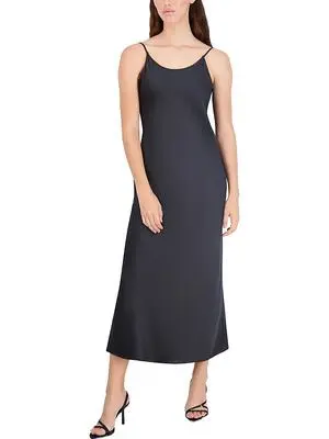 POINT Satin Slip Dress - Black