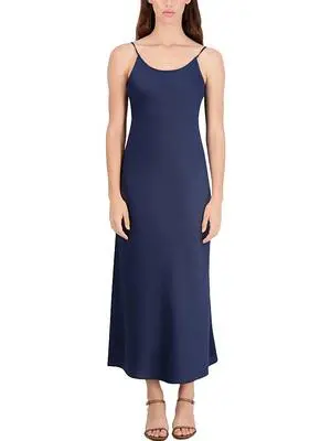 POINT Satin Slip Dress - Navy