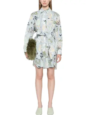 LANVIN Lanvin Floral-Print Mini Dress 270 Azur
