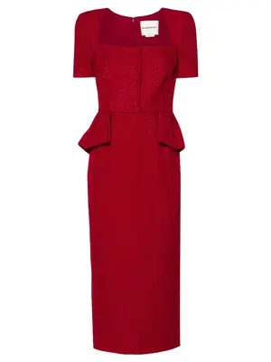Roland Mouret Bouclé Midi Dress - Red