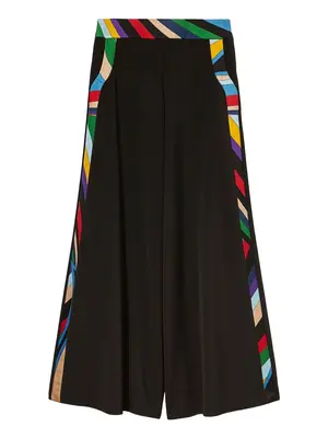 Emilio Pucci Iride-print Trim Palazzo Trousers - Black