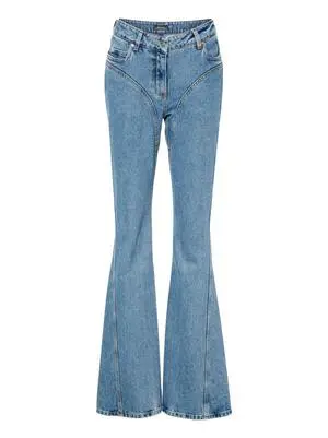 MUGLER Washed Flared Jeans - Blue