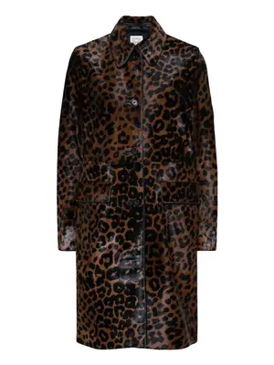 TOTEME Leopard-print Calf Leather Coat - Brown