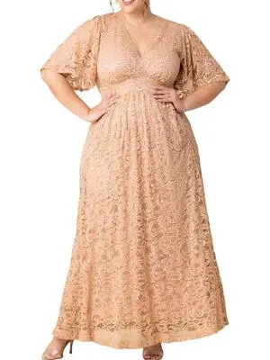 KIYONNA Luminous Sequin Lace A-line Gown - Champagne