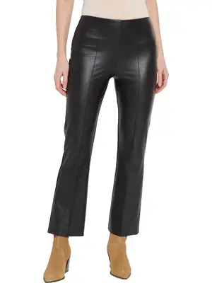 Lyssé Faux Leather Ankle Bootcut Pants - Black