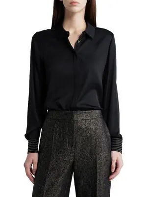 Kobi Halperin Bead-detailed Silk Georgette Shirt - Black