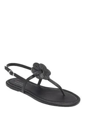 STUART WEITZMAN X Sandy Liang T-strap Slingback Sandal - Black Smooth Calf