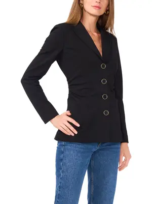 Vince Camuto Side Ruched Ponte Blazer Rich Black