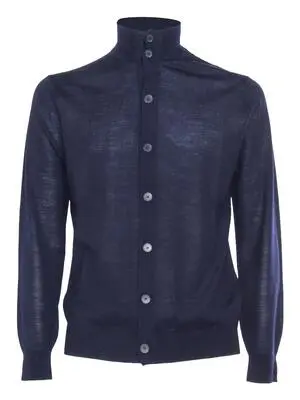 BALLANTYNE High Neck Cardigan - Blue