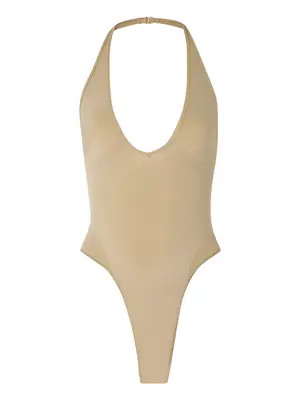 SKIMS Seamless Sculpt Deep Plunge Thong Bodysuit - Neutrals