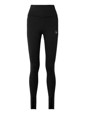 Adidas By Stella McCartney Truestrength Logo-jacquard Recycled Stretch-jersey Leggings - Black