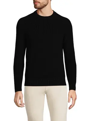 LANDS' END Drifter Cotton Crewneck Sweater Black
