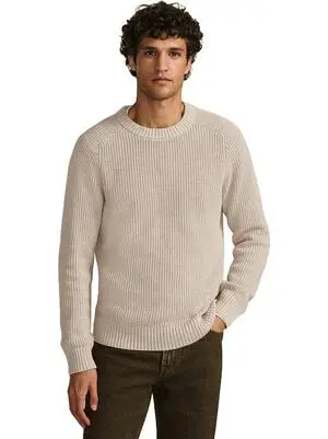 LANDS' END Drifter Cotton Crewneck Sweater Flax Heather