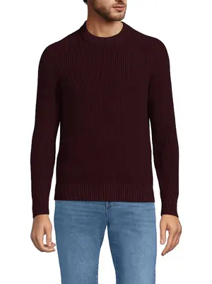 LANDS' END Drifter Cotton Crewneck Sweater Royal Burgundy