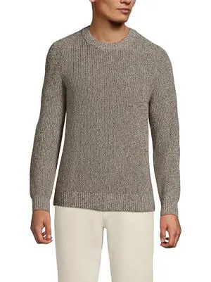 LANDS' END Drifter Cotton Crewneck Sweater Soft Driftwood Marl