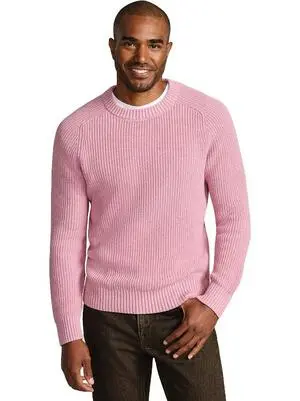 LANDS' END Drifter Cotton Crewneck Sweater Washed Cranberry Heather