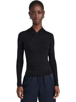 Vince Fixed Wrap Top - Black