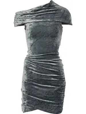 Rick Owens Lola Draped Velvet Minidress - Blue