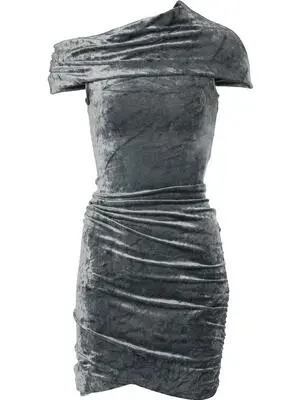 Rick Owens Lola Draped Velvet Minidress - Blue