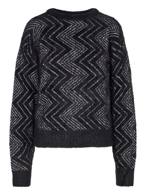 Missoni Zig Zag Metallic Knit Sweater - Black