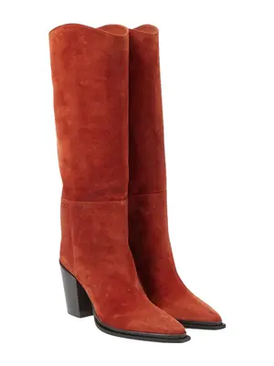 JIMMY CHOO Cece 80 Suede Knee-high Boots - Red