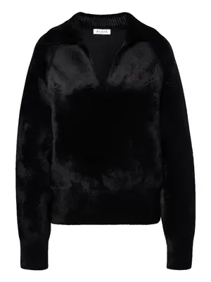 Alaïa Wool-blend Polo Sweater - Black