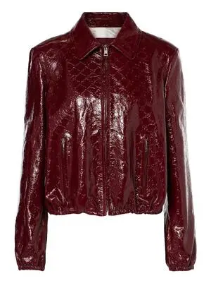 Gucci Leather Bomber Jacket - Red