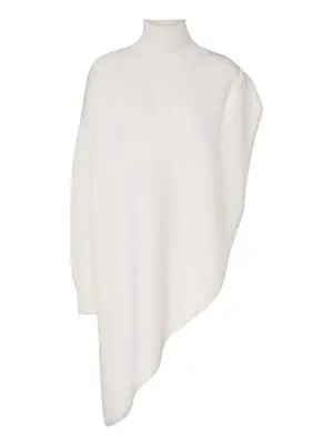 Alaïa Asymmetric Caped Wool Sweater - White