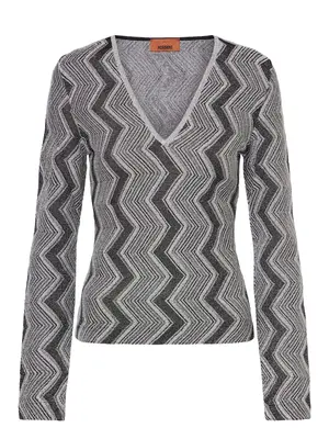Missoni Zig Zag Metallic Knit Sweater - Black