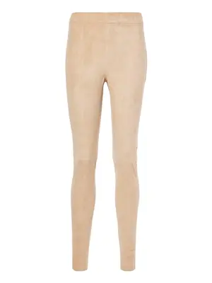 JOSEPH Mid-rise Suede Leggings - Beige