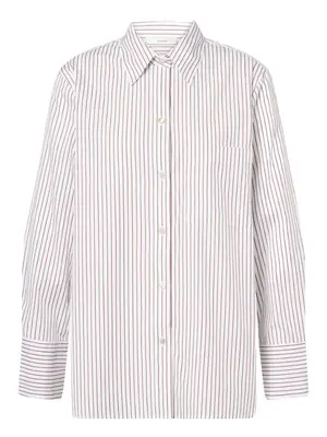 Vince Striped Cotton Poplin Shirt - White