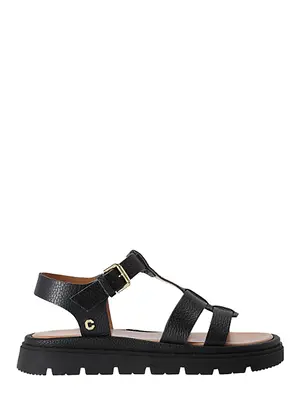 Carvela Pavilion T-bar Flat Leather Sandals - Black