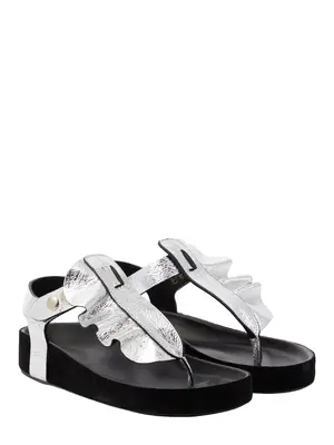 Isabel Marant Étoile Isela Metallic Leather Sandals - Silver