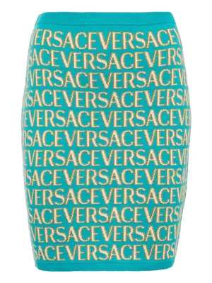 Versace Allover Cotton-blend Miniskirt - Multicoloured