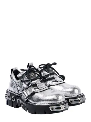 Rabanne X New Rock Embellished Leather Boots - Silver