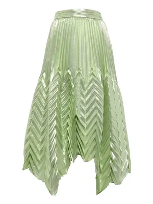 Simkhai Pleated Silk-blend Midi Skirt - Green