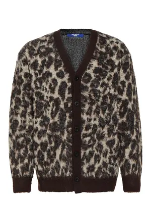 Junya Watanabe Leopard-print Jacquard Cardigan - Black