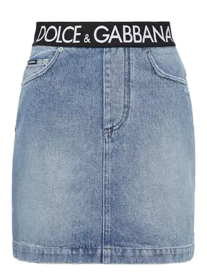 Dolce & Gabbana Logo Denim Mini Skirt - Blue