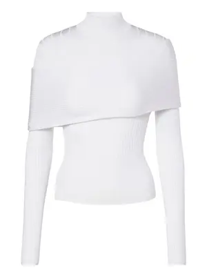 MUGLER Ribbed-knit Top - White
