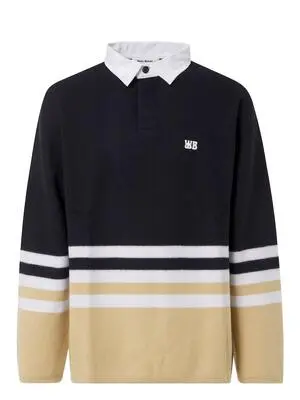 WALES BONNER Cypher Striped Wool Polo Sweater - Blue