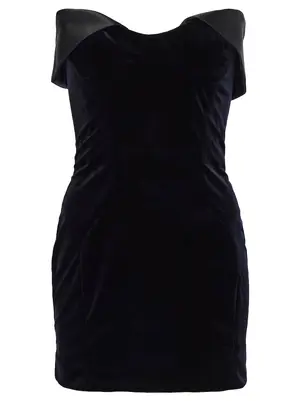 MUGLER Satin-trimmed Velvet Mini Dress - Black