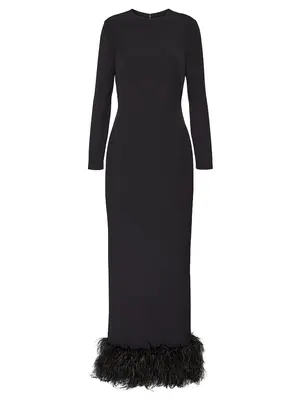 Safiyaa Feather-trimmed Gown - Black