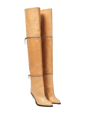 Isabel Marant Lelodie Over-the-knee Leather Boots - Beige