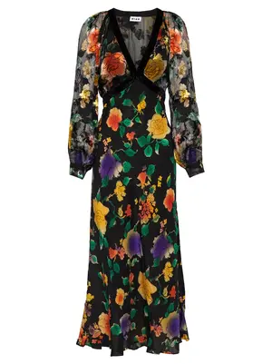Rixo Floral Silk Midi Dress - Multicoloured