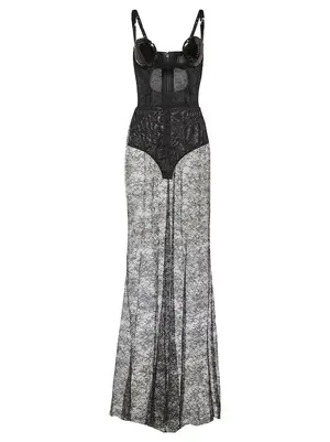 NENSI DOJAKA Cutout Sequined Lace-trimmed Gown - Black